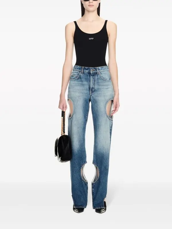 Off-White Cut-out Straight-leg Jeans