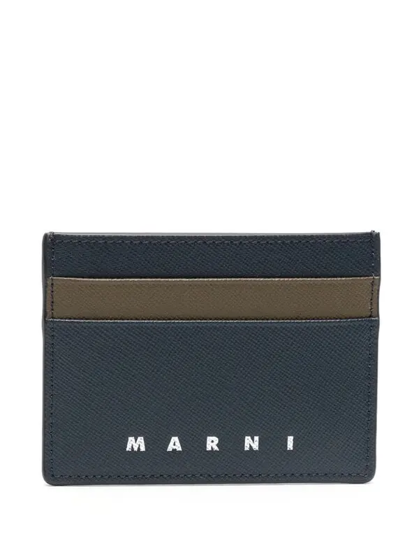 Marni Logo-debossed Leather Cardholder - Blue