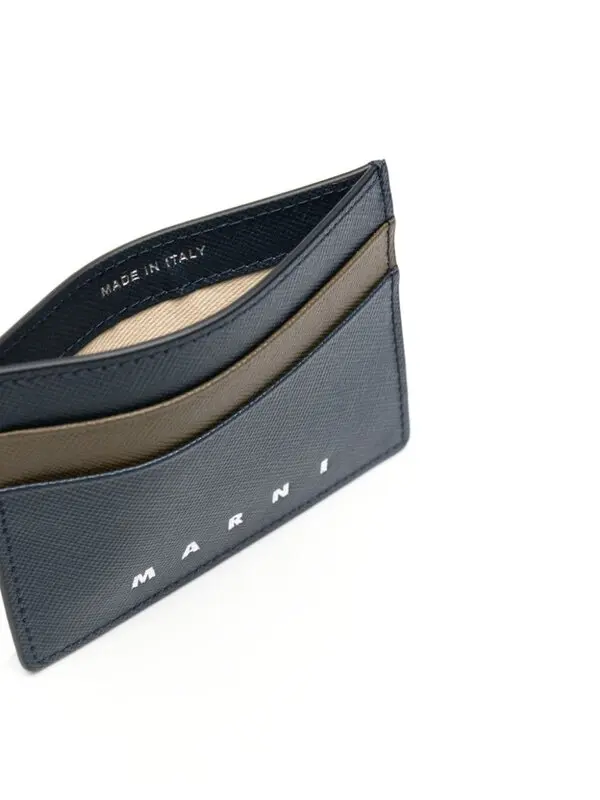 Marni Logo-debossed Leather Cardholder - Blue