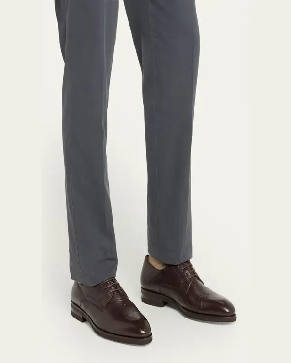 Magnanni Cusco Peccary Leather Derby Shoes - Brown 