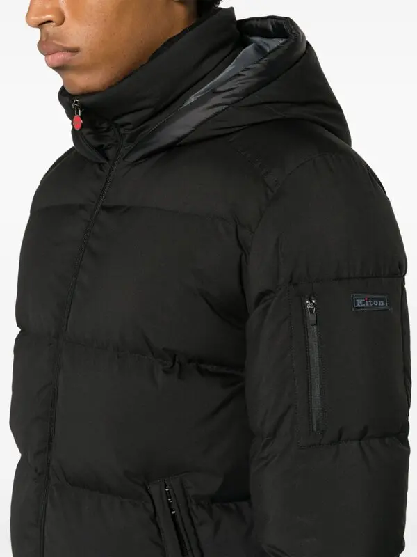 Kiton Logo-patch Quilted Hooded Jacket