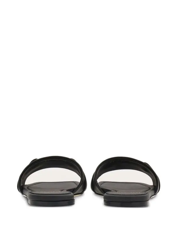 FERRAGAMO Gancini Embellished Flat Slides - Black