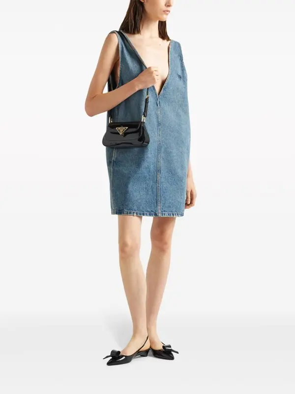 Prada V-Neck Denim Mini Dress - Blue | Editorialist