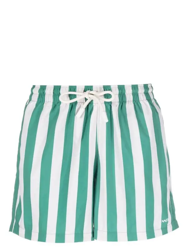 Sunnei Logo-print Striped Swim Shorts - White