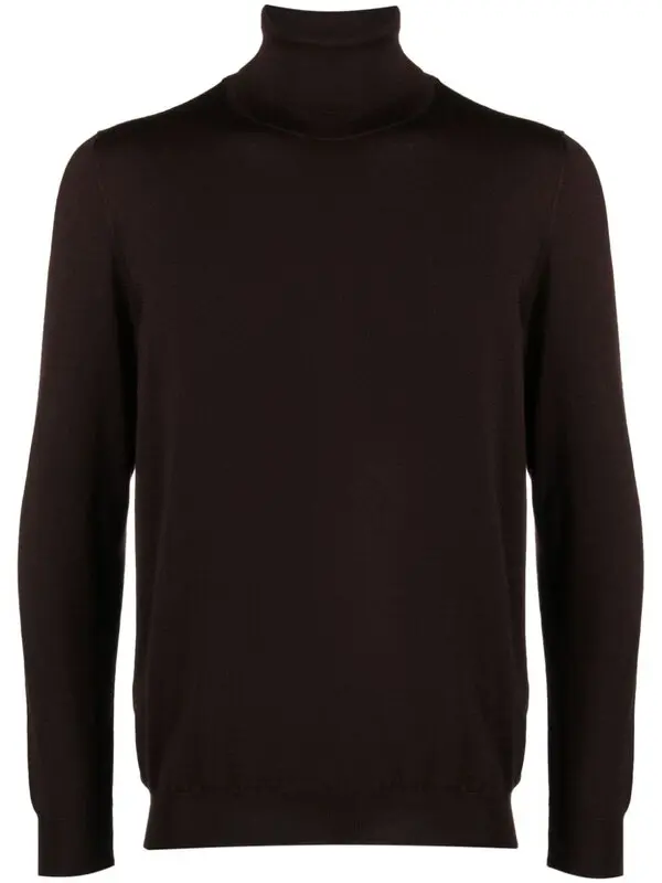 Kiton Roll-neck Jumper - Brown