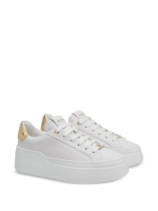 FERRAGAMO Calfskin Platform Wedge Sneakers - White
