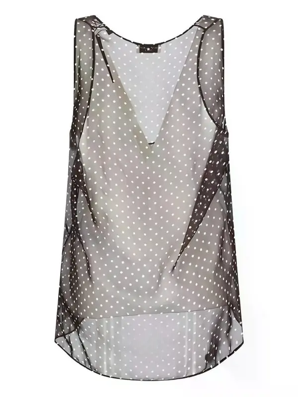 Saint Laurent Polka Dot-print Sleeveless Silk Top