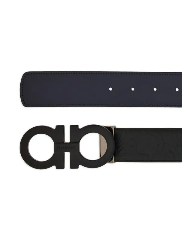 FERRAGAMO Gancini Reversible Leather Belt - Blue