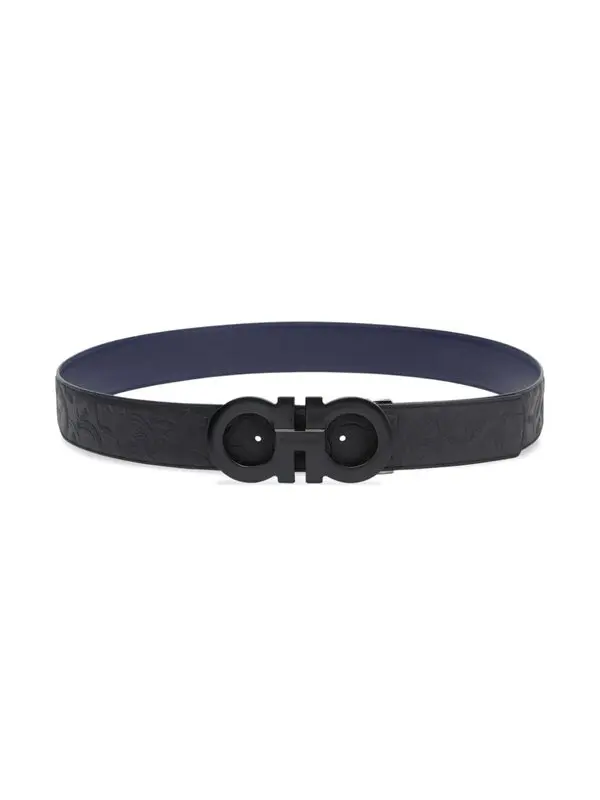 FERRAGAMO Gancini Reversible Leather Belt - Blue