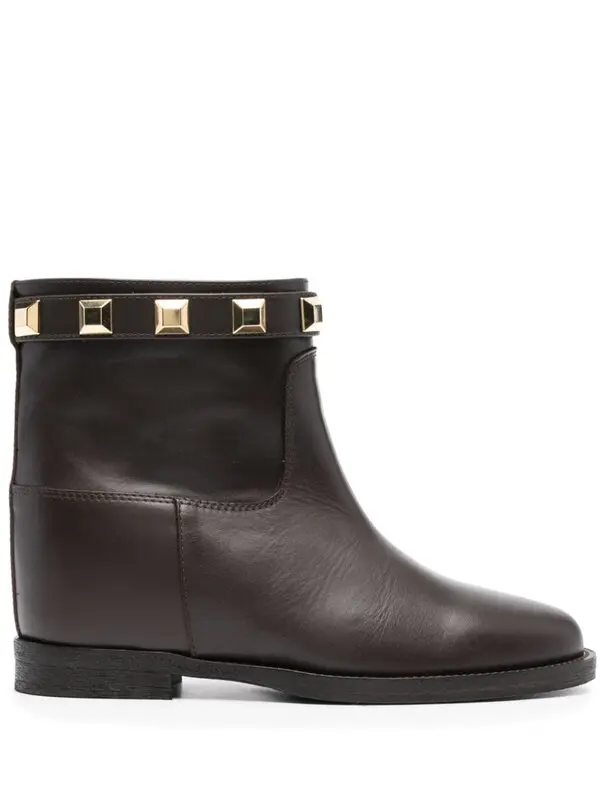 VIA ROMA 15 Santa Monica Leather Ankle Boots - Brown