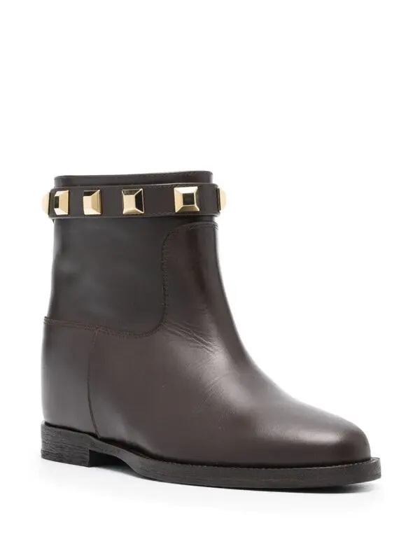 VIA ROMA 15 Santa Monica Leather Ankle Boots - Brown