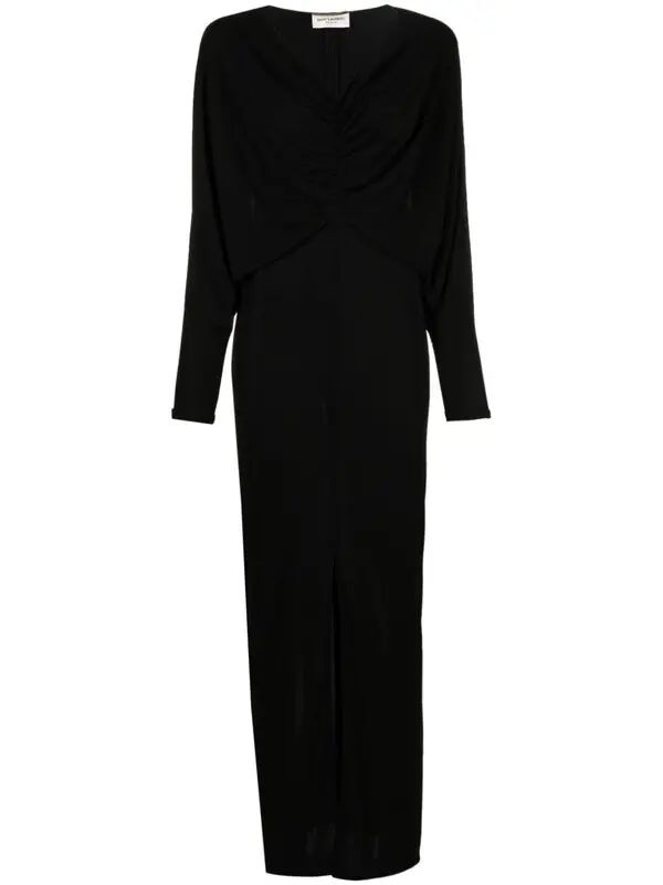 Saint Laurent Draped Maxi Dress - Black