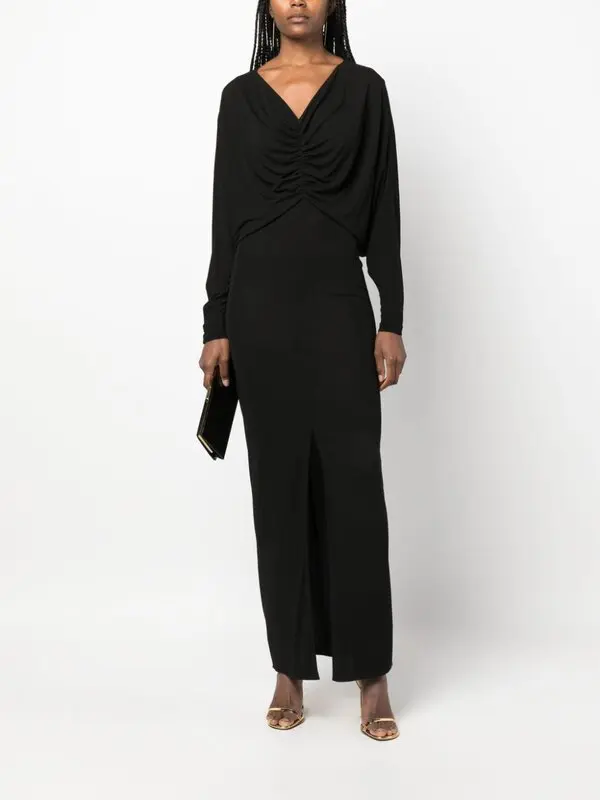 Saint Laurent Draped Maxi Dress - Black