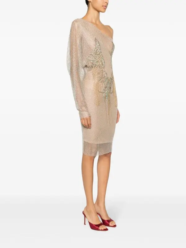GENNY Mesh Rhinestone-embellished Dress