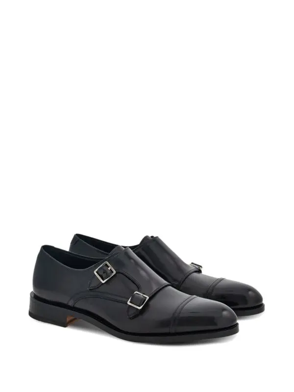 FERRAGAMO Tramezza Double-monkstrap Leather Monk Shoes