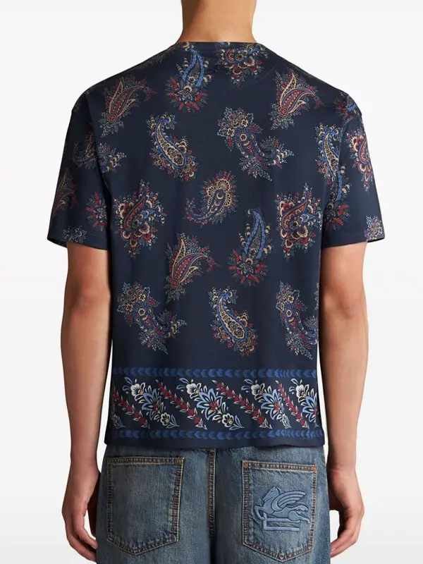 Etro Paisley-print Cotton T-shirt - Blue