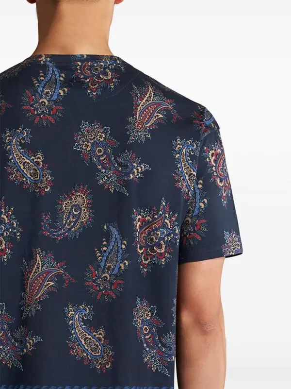 Etro Paisley-print Cotton T-shirt - Blue