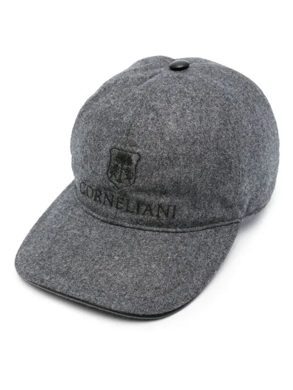 Corneliani Logo-embroidered Virgin Wool Cap - Grey