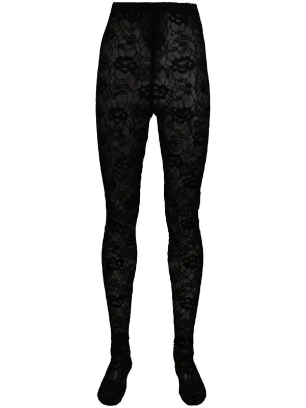 Saint Laurent Lace Detailing Tights - Black