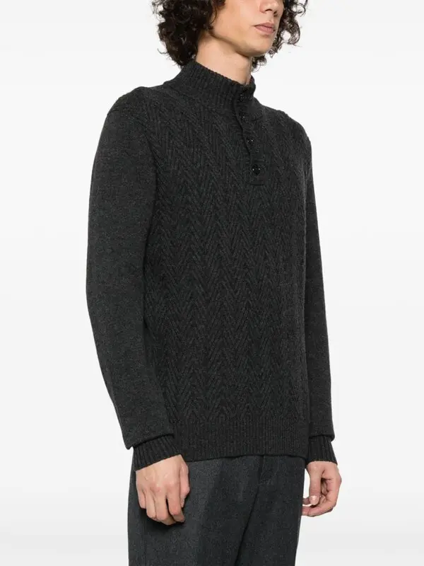 Corneliani Herringbone Mock-neck Jumper