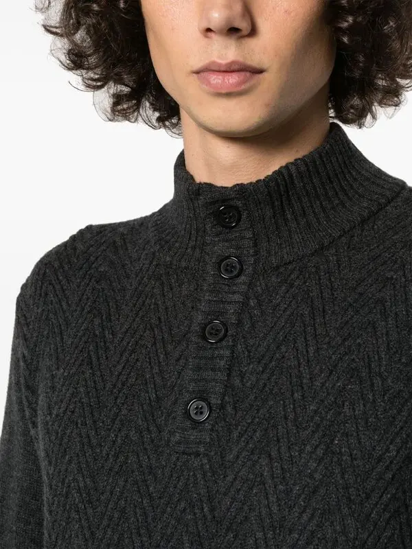 Corneliani Herringbone Mock-neck Jumper