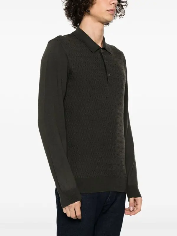 Corneliani Virgin Wool Polo Shirt - Green