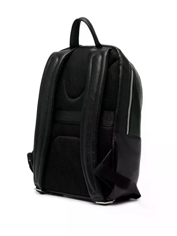 PIQUADRO Leather Backpack With Logo Plaque