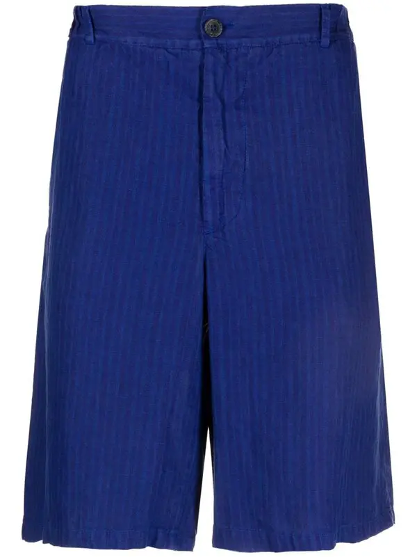 120% Lino Linen Bermuda Shorts - Blue