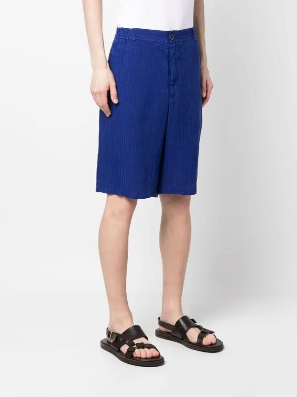 120% Lino Linen Bermuda Shorts - Blue