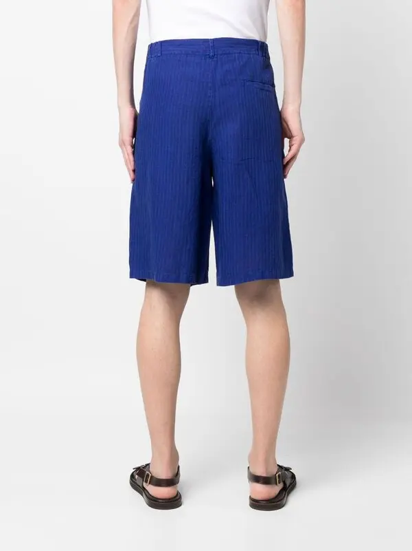 120% Lino Linen Bermuda Shorts - Blue