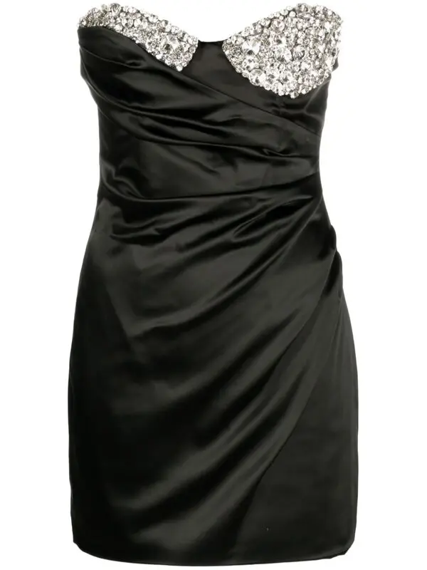 AREA Crystal-embellished Draped Minidress