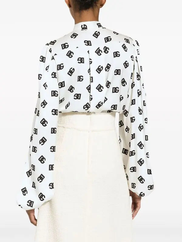 Dolce & Gabbana Logo-print Attached-scarf Shirt