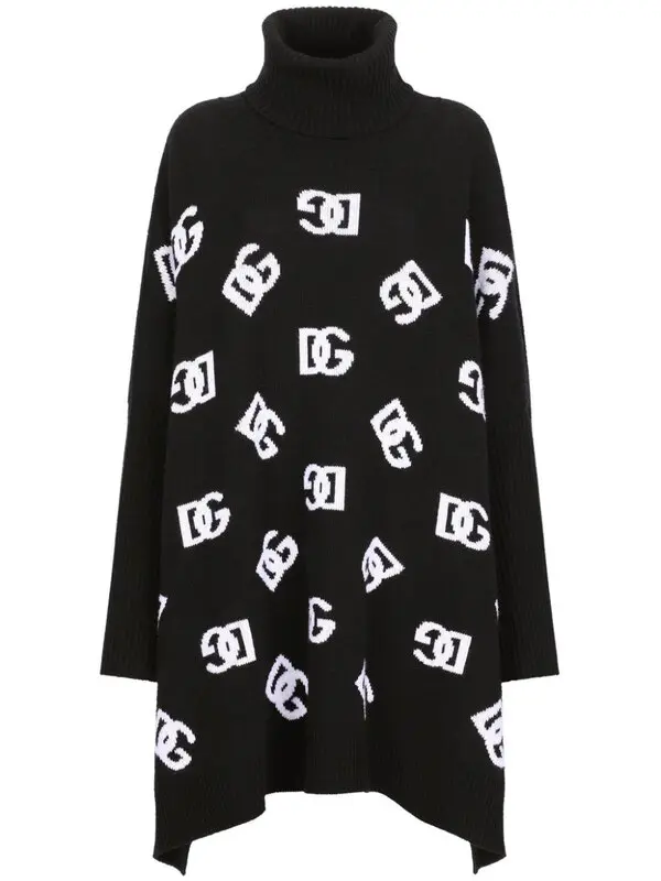 Dolce & Gabbana Logo Jacquard Roll-neck Poncho