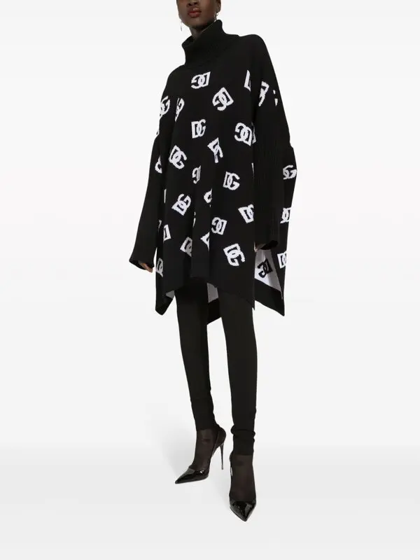 Dolce & Gabbana Logo Jacquard Roll-neck Poncho
