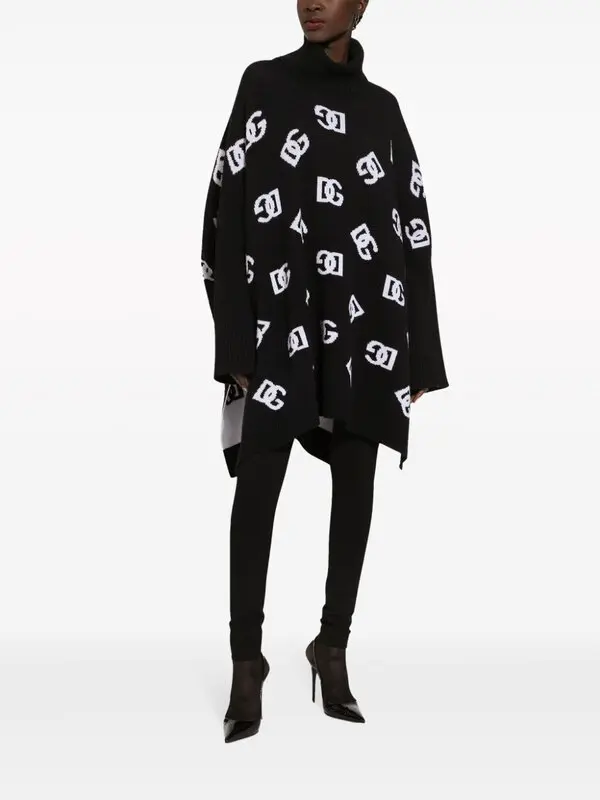 Dolce & Gabbana Logo Jacquard Roll-neck Poncho