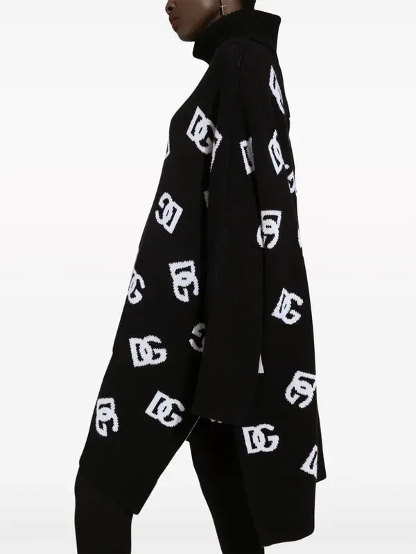 Dolce & Gabbana Logo Jacquard Roll-neck Poncho