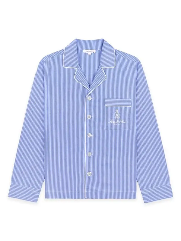 SPORTY & RICH Vendome Striped Pajama Shirt - Blue