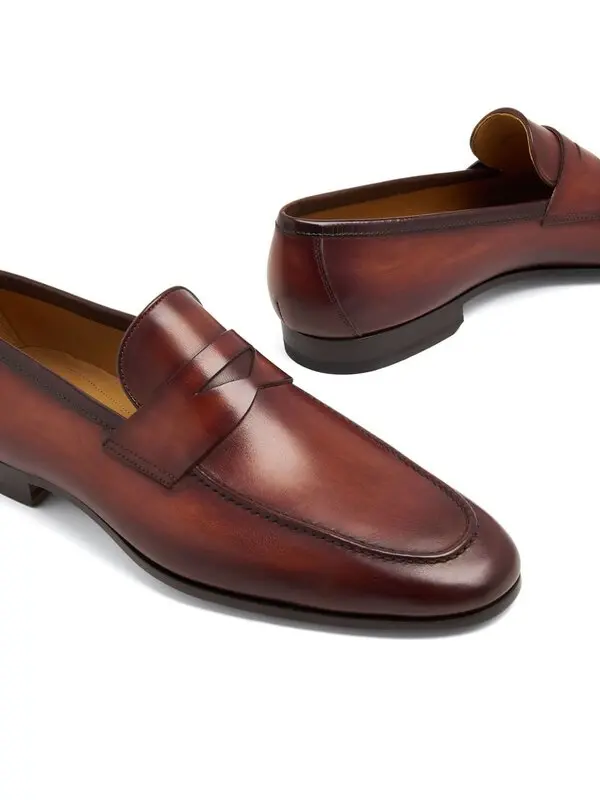 Magnanni Leather Penny Loafers - Brown