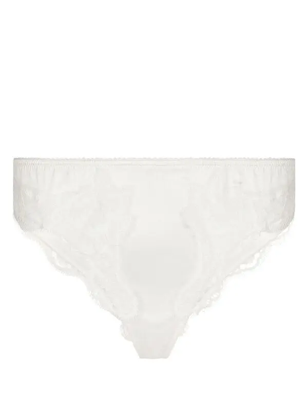 Dolce & Gabbana Lace-trim Satin Thong - White