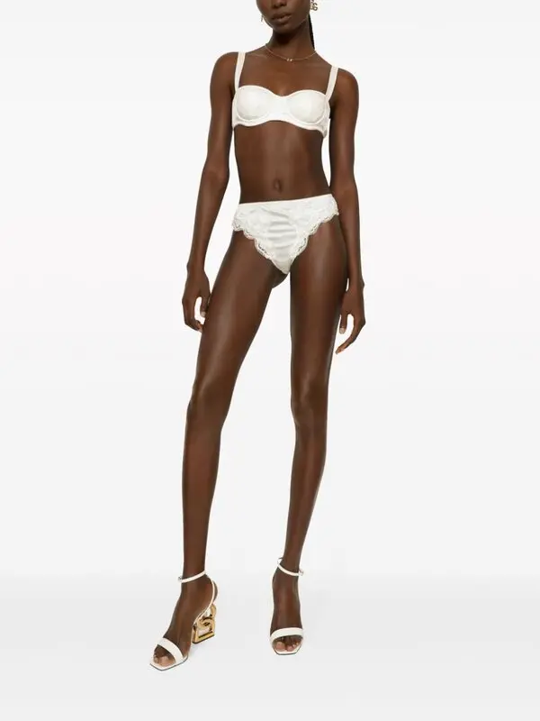 Dolce & Gabbana Lace-trim Satin Thong