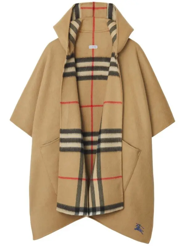 Burberry Embroidered Hooded Cashmere Cape - Neutrals