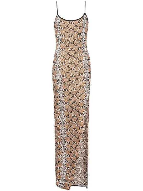 Balmain Python-jacquard Glittered Maxi Dress - Brown