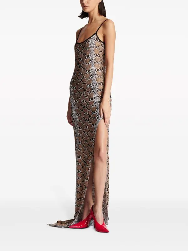 Balmain Python-jacquard Glittered Maxi Dress - Brown