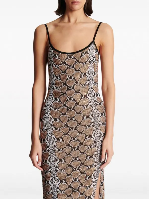 Balmain Python-jacquard Glittered Maxi Dress - Brown