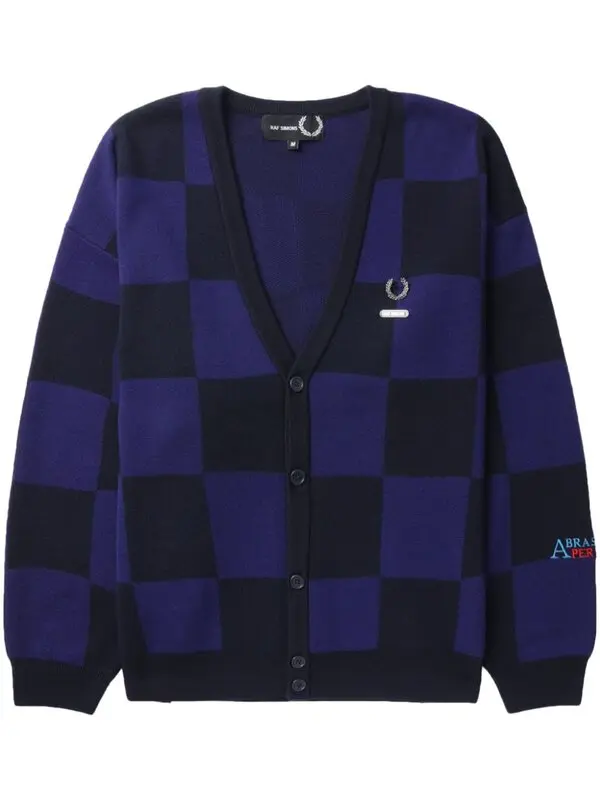 Fred Perry X Raf Simons Checkered Cotton Cardigan