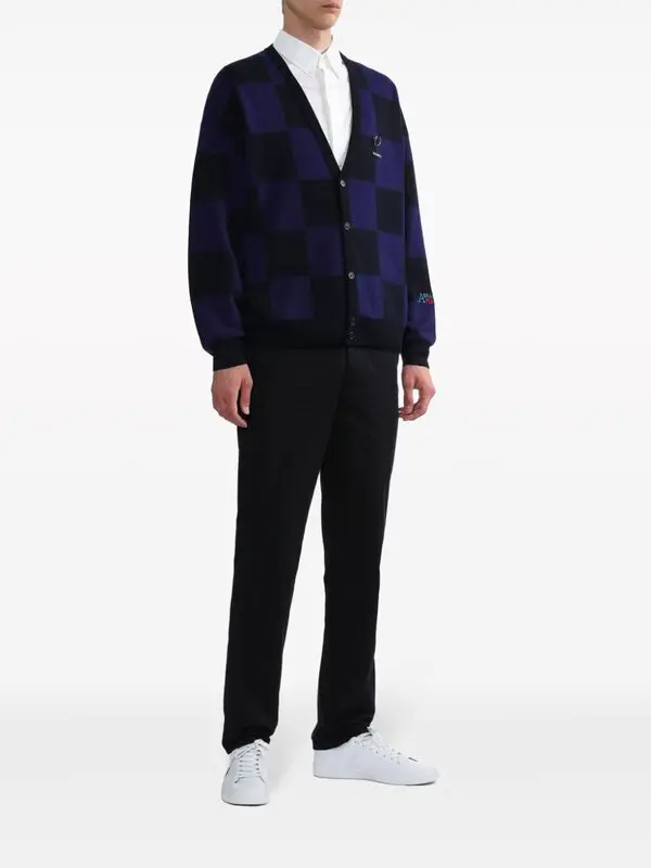 Fred Perry X Raf Simons Checkered Cotton Cardigan