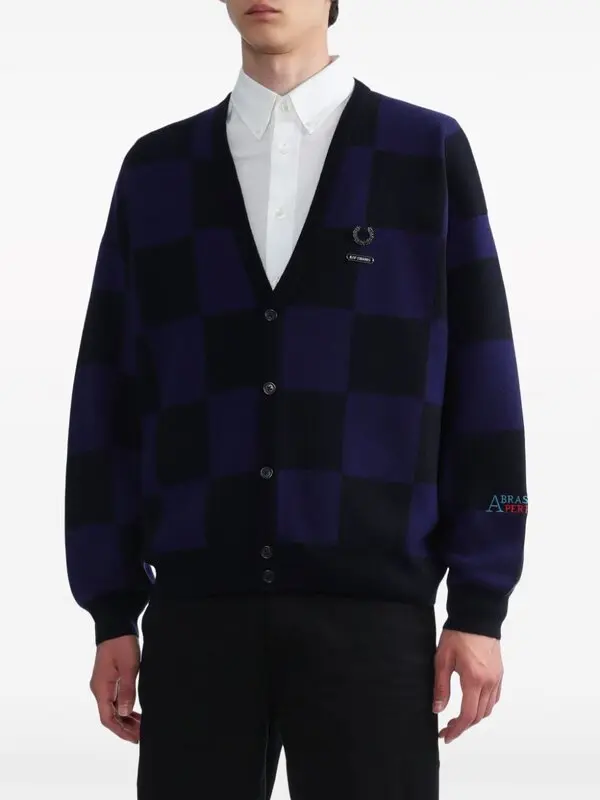 Fred Perry X Raf Simons Checkered Cotton Cardigan