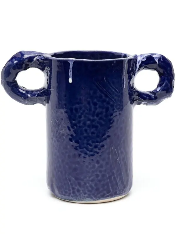 NIKO JUNE Studio Paint-splatter Ceramic Vase - Blue