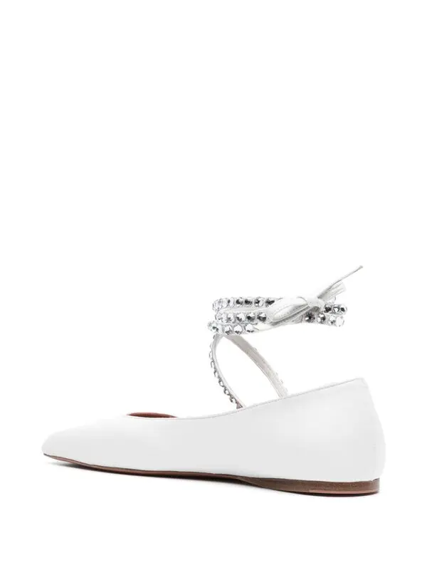 Amina Muaddi Anne Lace-up Ballerinas - White