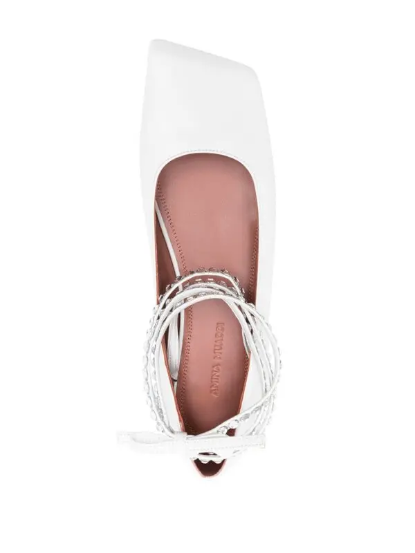 Amina Muaddi Anne Lace-up Ballerinas - White